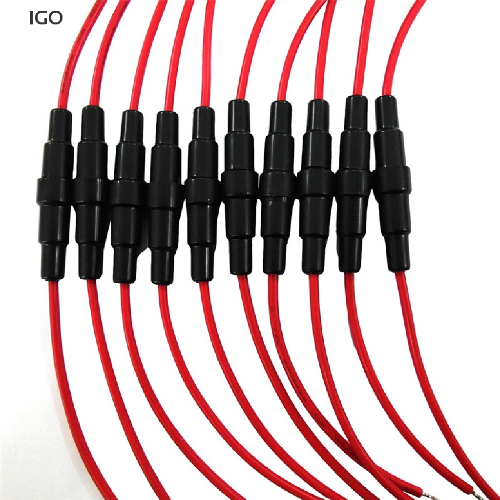 IGO 10 PCS 5x20mm Fuse Holder Case In-Line Screw Type With Wire Cable ...