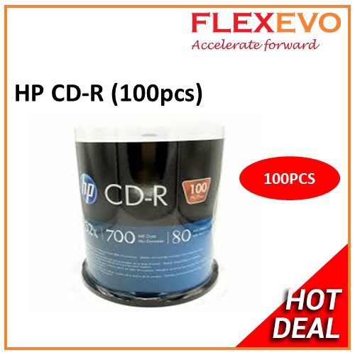 HP CD-R CDR CD Disc 100pcs Cake Box ( 52 X 700MB, 80 Mins ) | Shopee ...