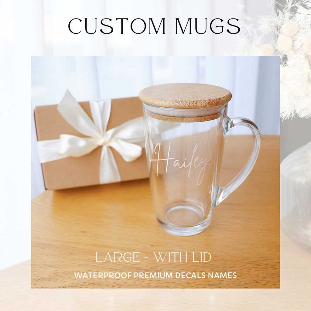 Custom Mugs - Personalized Glass Mugs Waterproof Decal Label | Shopee ...