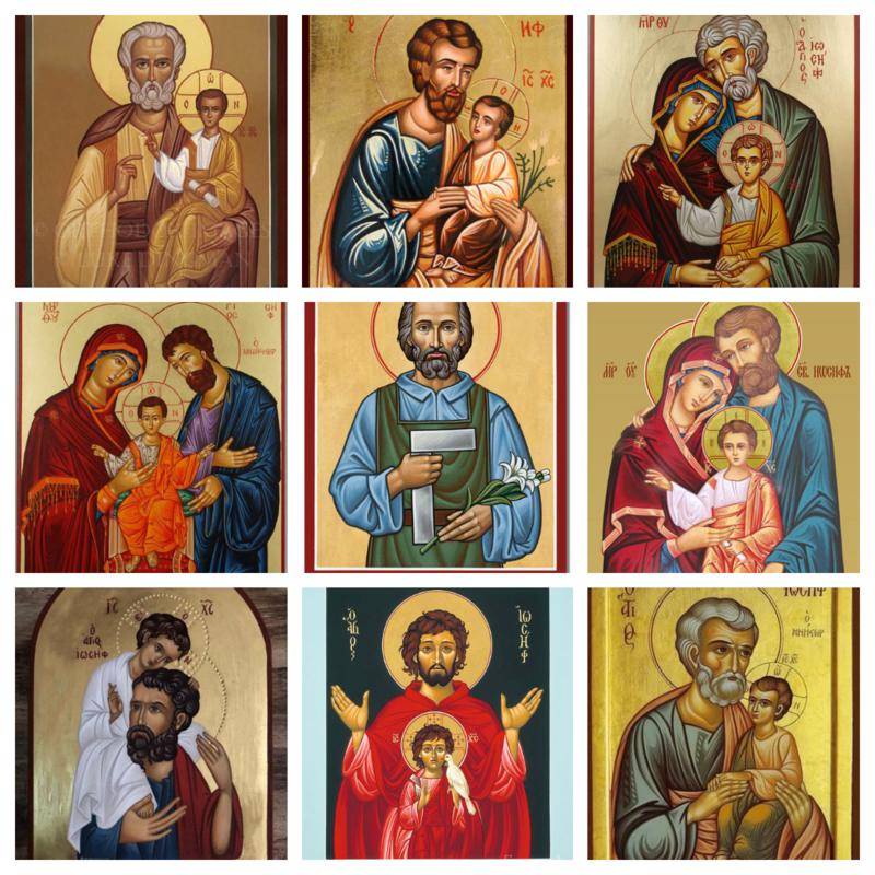 Religious Saint Joseph icon Vigin mary and child Jesus wall art canvas ...