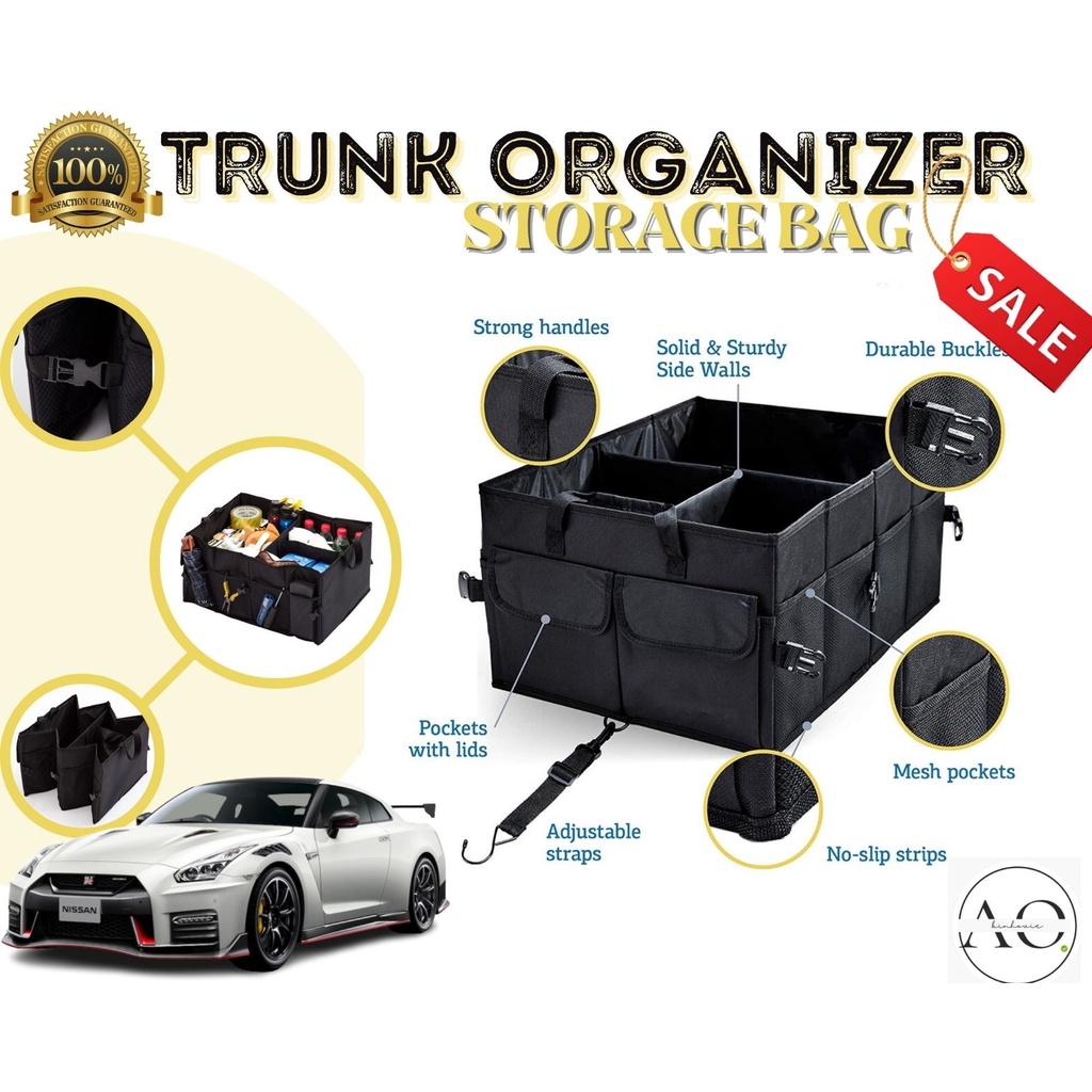 MH ORIGINAL NISSAN GTR CAR BOOT / TRUNK ORGANIZER (AKIOKI) THICK, BLACK ...