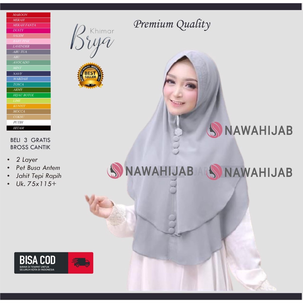 Nawahijab - KHIMAR BIYA 2 LAYER SIMPLE HIJAB Instant POLYCOTTON 70X110 ...