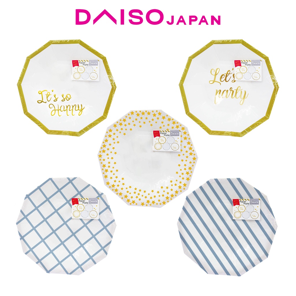 Daiso Let's Party Disposable Paper Plates 5pcs | Shopee Philippines