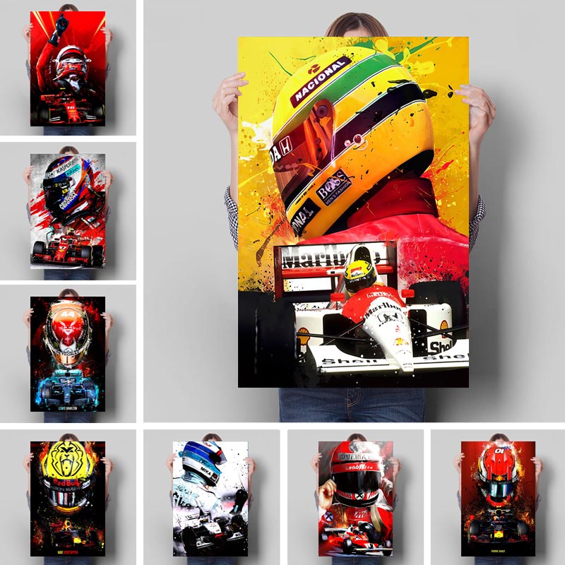 F1 Racing Driver Wall Poster Ayrton Senna Canvas Painting Charles ...