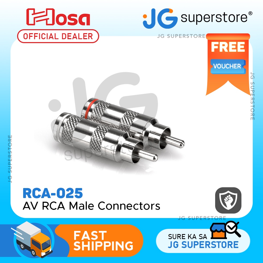 Hosa RCA-025 Color-Coded Red and White RCA Male Connectors Audio Video ...