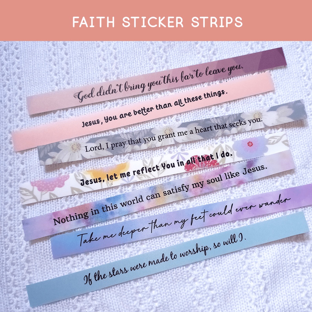 Faith Sticker Strips Washi Tape - Vinyl Laminated Sticker Set (5 pcs ...