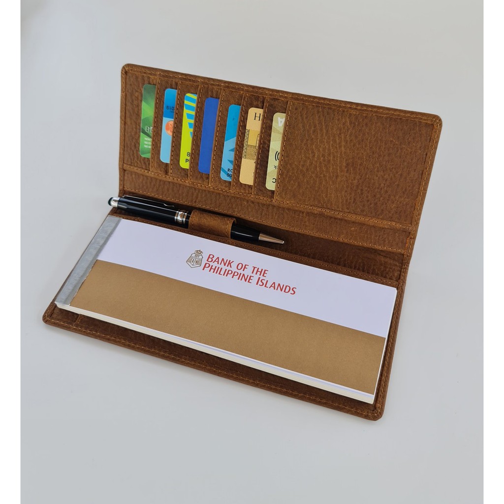 Full Grain Leather Checkbook with Slit Card Holders | Shopee Philippines