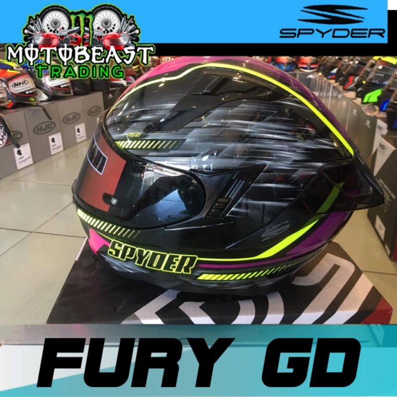 SPYDER Fury GD Fullface Dual Visor Helmet w/ Free Clear Visor | Shopee ...