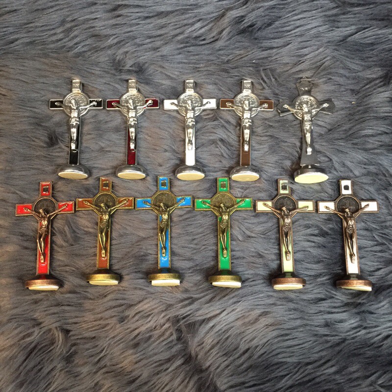 Benedictine Metal Car Crucifix with Adhesive Tape at the Bottom ...