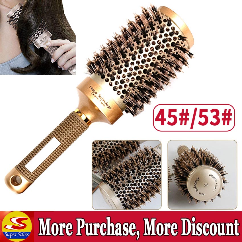 【SuperSales】Hair Comb Brush Nano Hairbrush Ceramic Ion Round Barrel ...