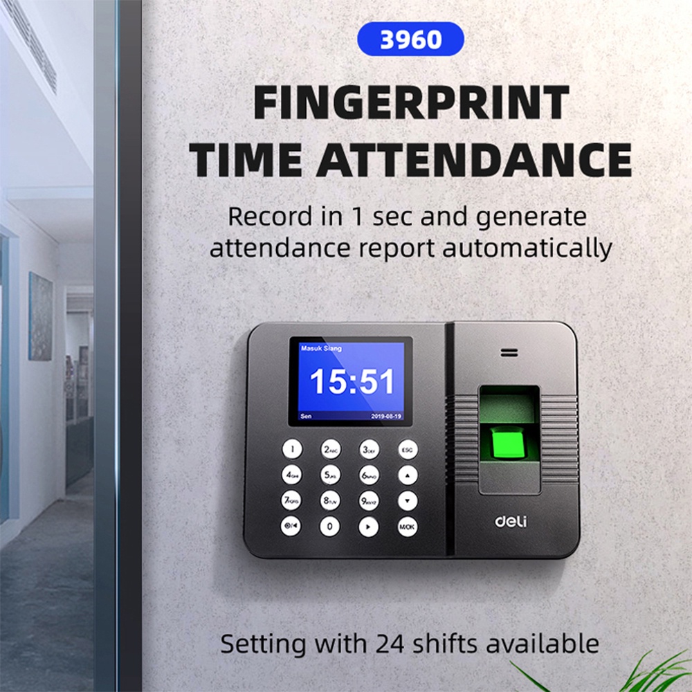 Deli Fingerprint Attendance Machine Fingerprint Recognition 2.4'TFT ...