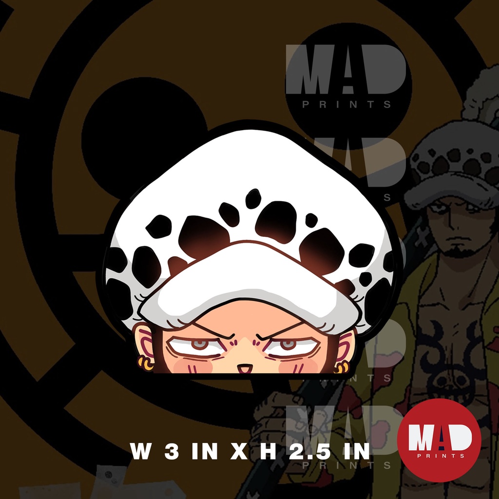 One Piece - Trafalgar Law Peeking Waterproof Vinyl Laminated Sticker ...