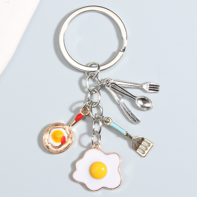 Kitchenware Keychain Fried Egg Pan Shovel Knife Spoon Fork Key Ring ...