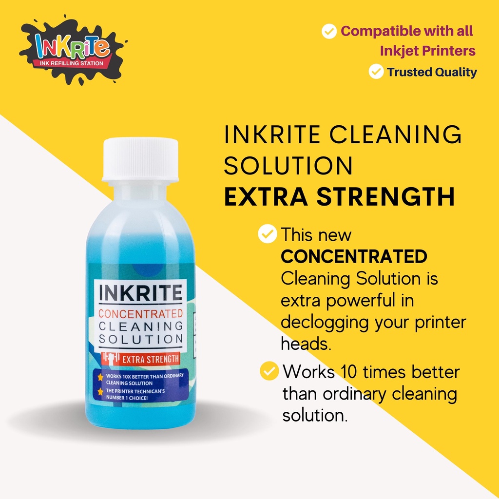 Inkrite Extra Strength Cleaning Solution for Inkjet Printers, 100 ml ...