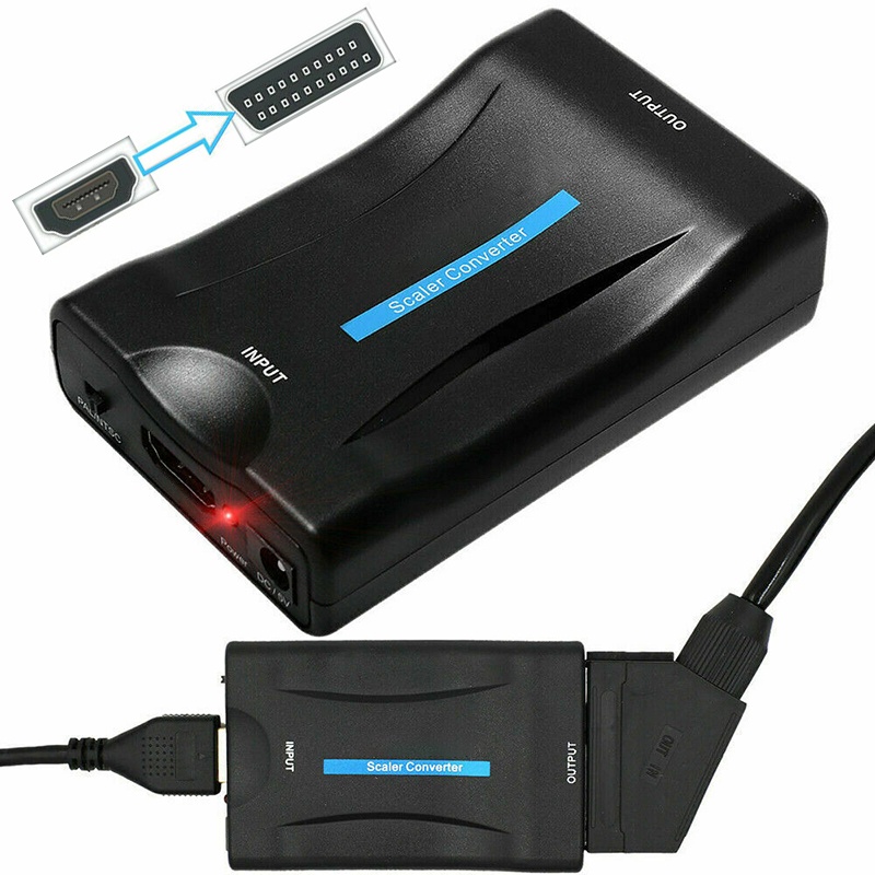 1080P HDMI To SCART Adapter Video Audio Converter USB Cable TV DVD PS ...