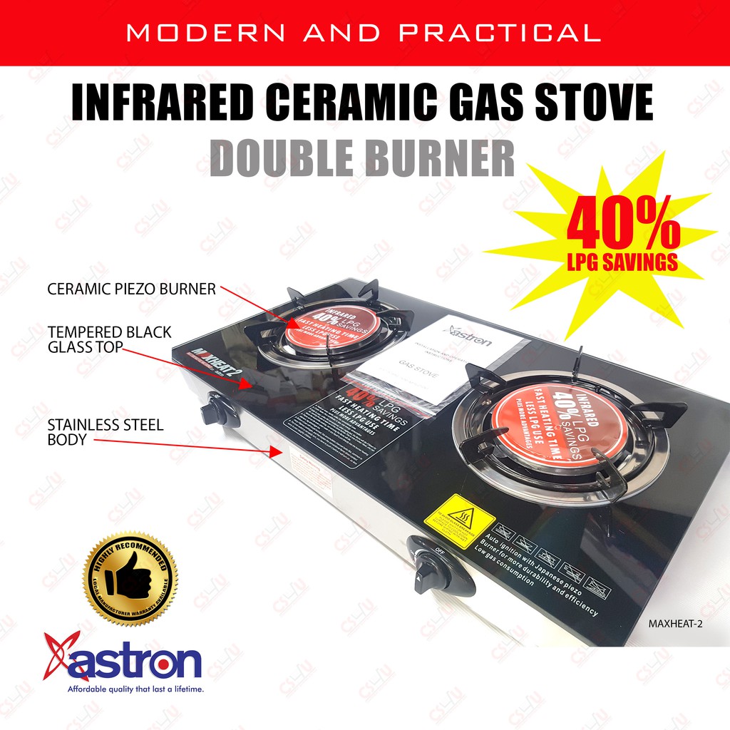 DOUBLE BURNER INFRARED CERAMIC BURNER TEMPERED GLASS TOP GAS STOVE ...