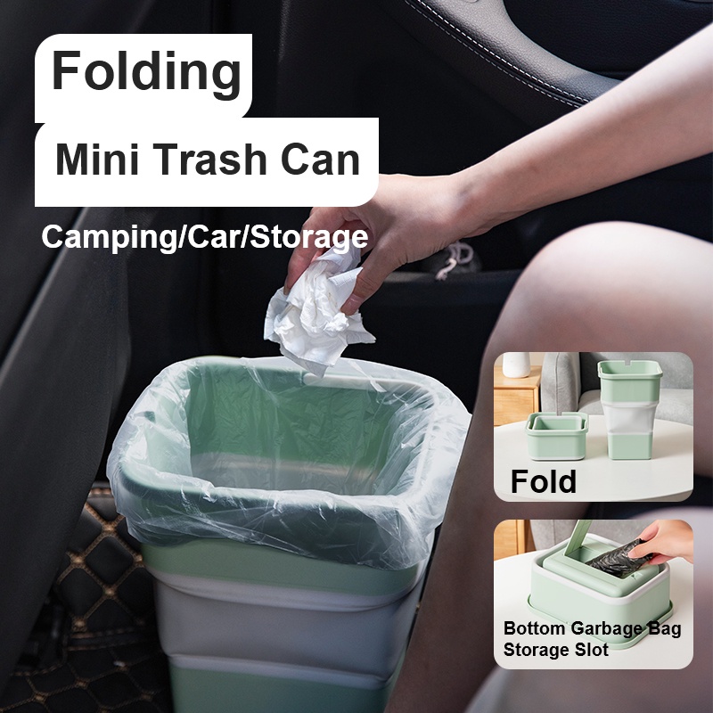 Mini Folding Trash Can Collapsible Portable Home Round Folding Bucket ...
