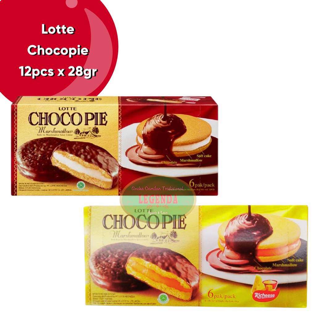 Lotte Choco Pie 1 box contains 12 pcs x 38gr chocopie marshmellow ...