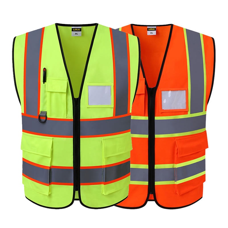 High Visibility Safety Vest with Multi Pockets and Front Zipper ...