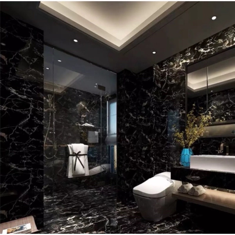 Wallpaper Aceking Black Marble Design Wall Sticker PVC Self Adhesive ...