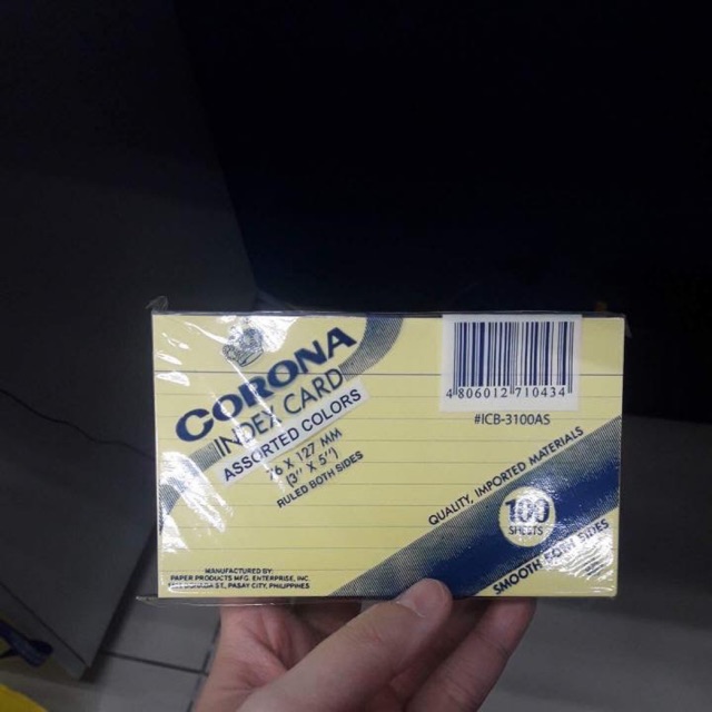 Corona index card ruled both side 3 x 5 inches (100sheets) | Shopee ...