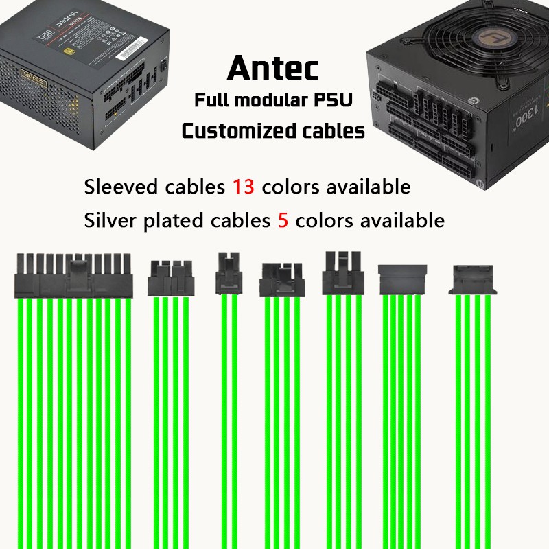 customized Antec full modular psu cables sleevd silver plated cables ...
