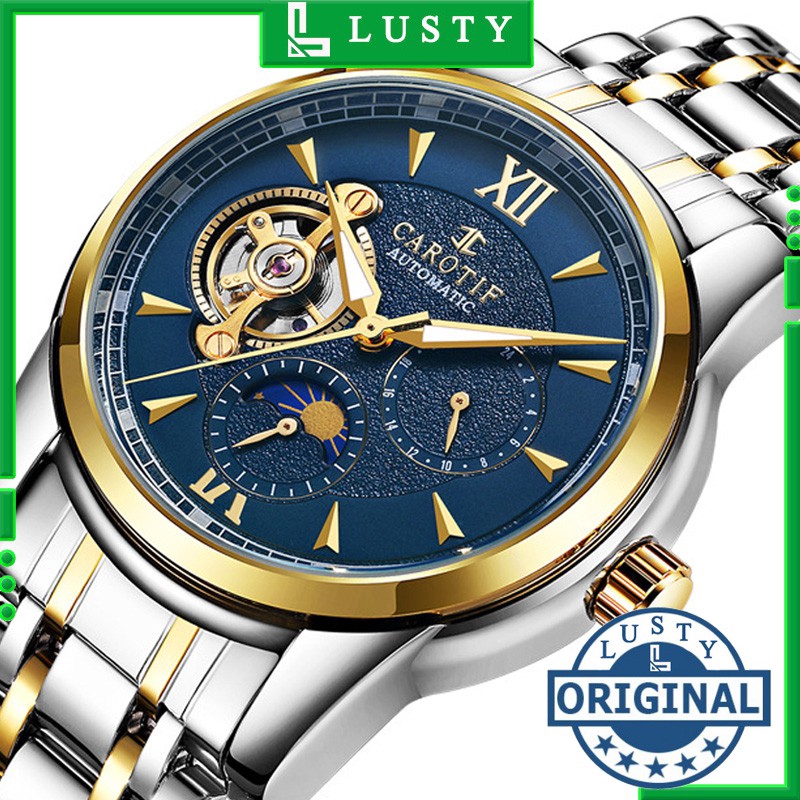 【CAROTIF】Automatic Tourbillon Watch for Men Gold Skeleton Luxury ...