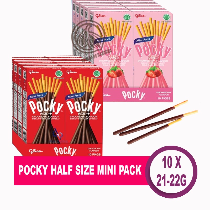 Pocky MINI 1 BOX 10pcs X 22GR HALF, GLICO PEJOY Chocolate 1 PACK BOX ...