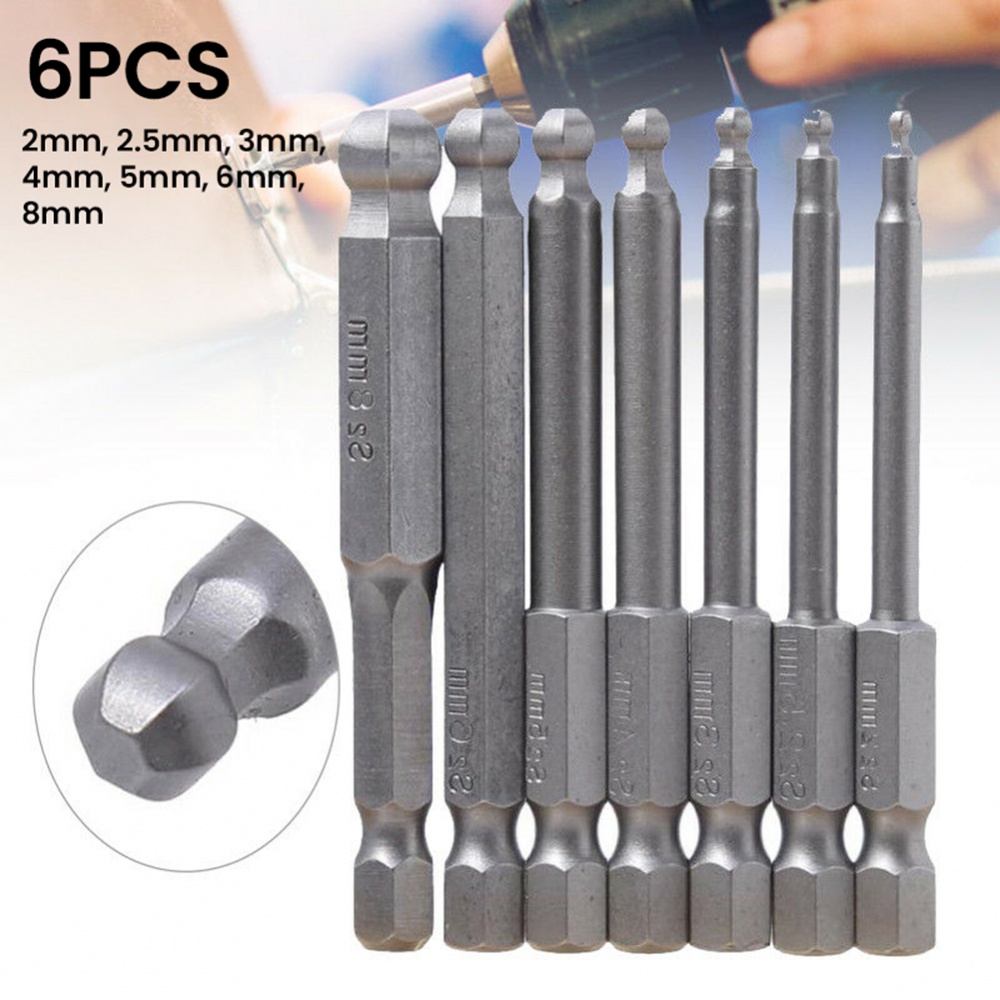 Socket Screwdriver Bit Ball-point Shank Silver Hex Ball Impact driver ...