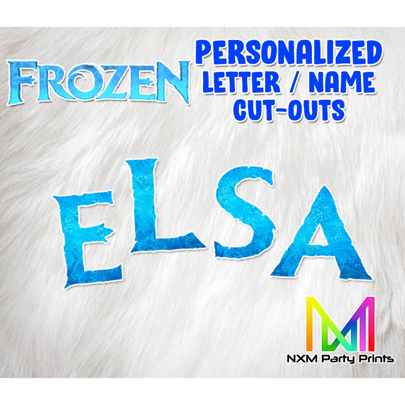 [1QTY = 1LETTER] FROZEN ELSA Name Letter Cutout Banner Backdrop diy ...