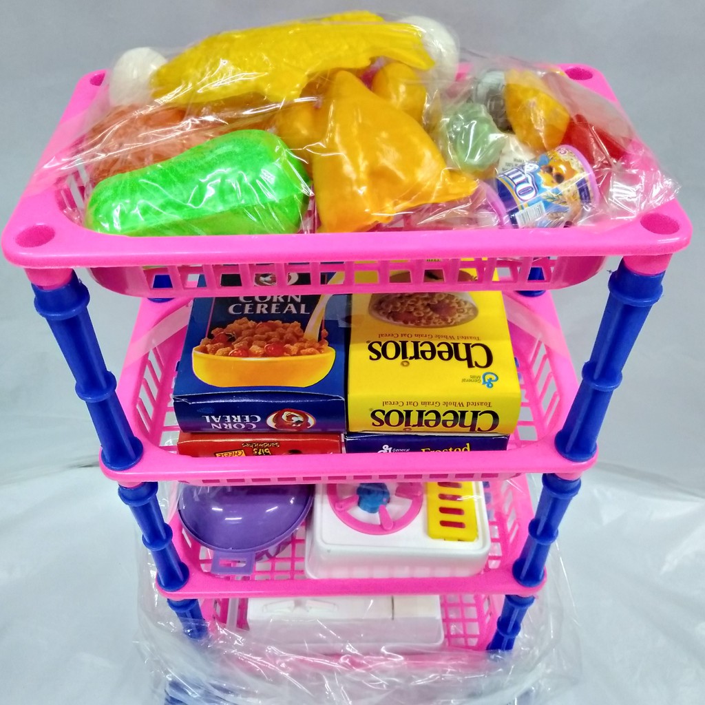 TROLLEY FOOD TRAY w/ vegetable and meat toy, cereals and kitchen ...