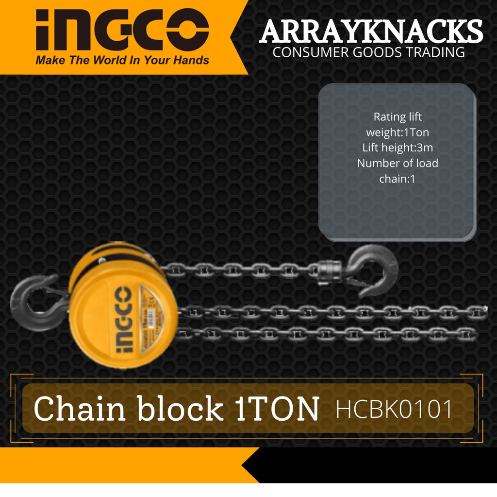 INGCO Chain block 1TON (HCBK0101) HANDTOOLS | Shopee Philippines