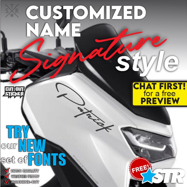 CUSTOMIZED / PERSONALIZED NAME SIGNATURE STYLE STICKER | Shopee Philippines