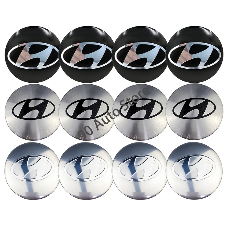4PCS 56mm Hyundai Logo Car Wheel Center Hub Cap Sticker Auto Tire ...
