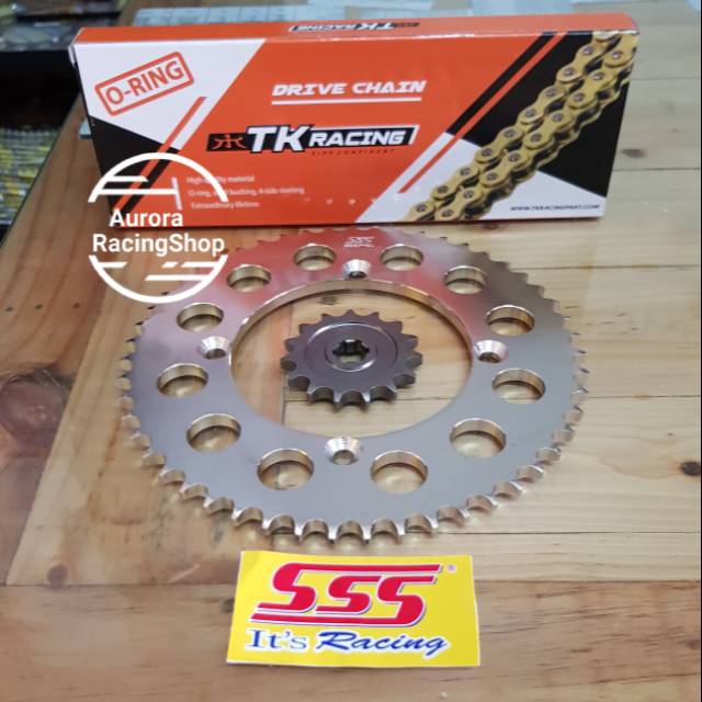 GEAR SET SSS KLX 150 / D TRACKER & CHAIN TK O-RING 428 HPO 130L GOLD ...