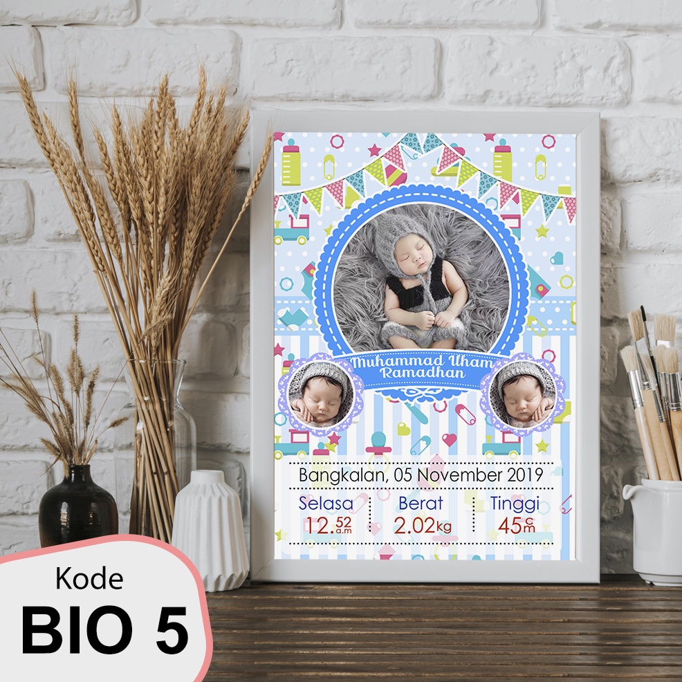 Print biodata baby plush Frame a4 20x30 - bio baby custom fiber Frame ...