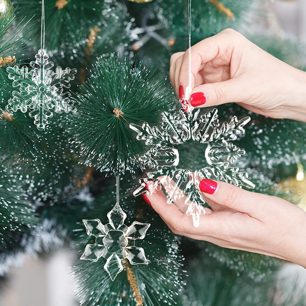 Christmas Transparent Acrylic Crystal Snowflake Christmas Tree Pendant ...