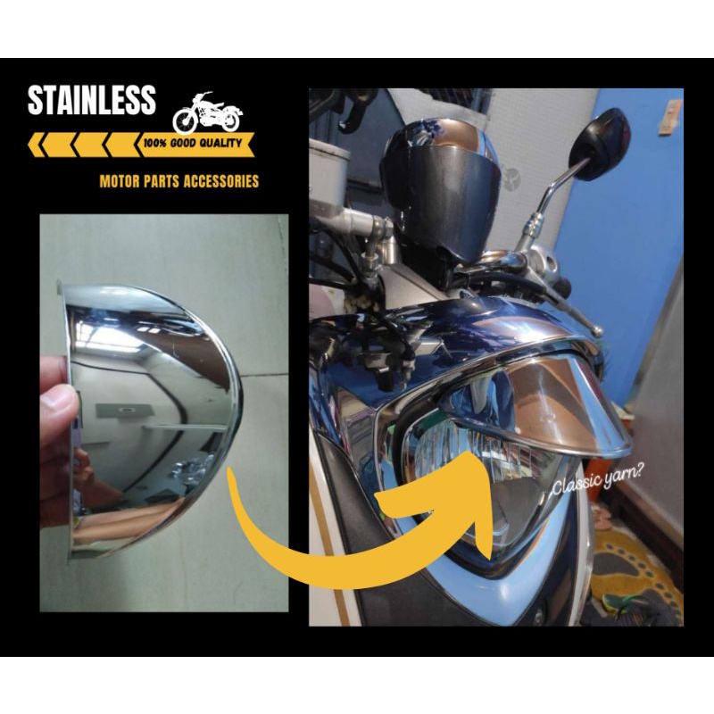 Headlight Round Visor Plain (Universal) stainless STX, YTX, Rs100,fino ...