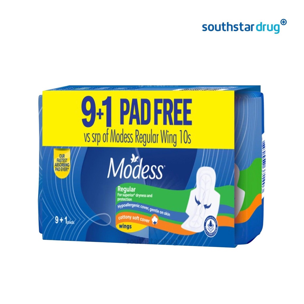 Modess Regular Cotton Wings 9 + 1 Pads | Shopee Philippines