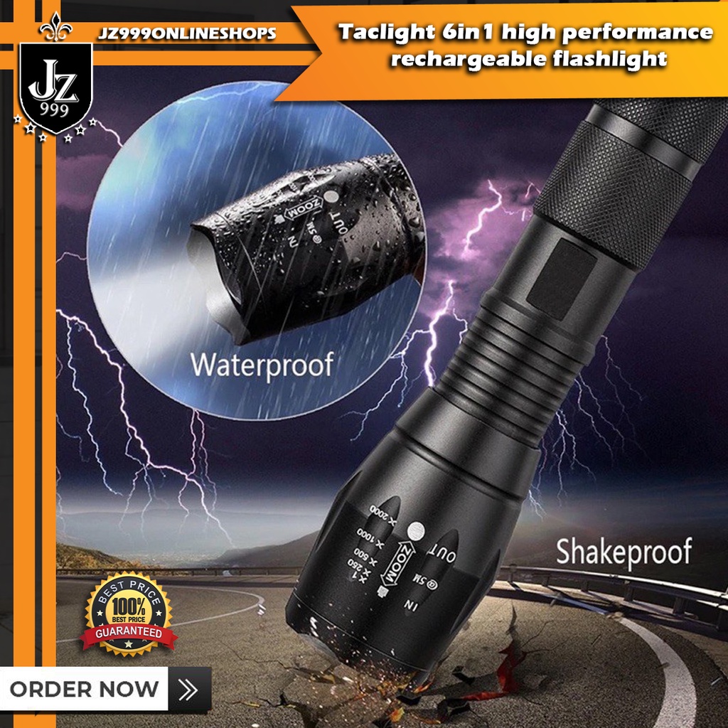 Taclight 6in1 high performance rechargeable flashlight | Shopee Philippines