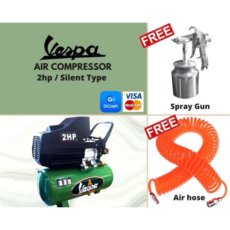 VESPA Air Compressor Direct Couple 2HP W/FREE Spray Gun Suction Type ...