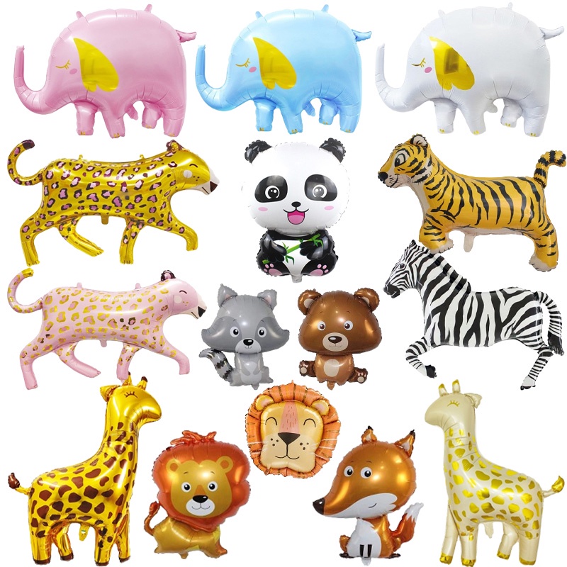 Large Animal Aluminum Film Balloon Tiger Elephant Pink Panther Zebra ...