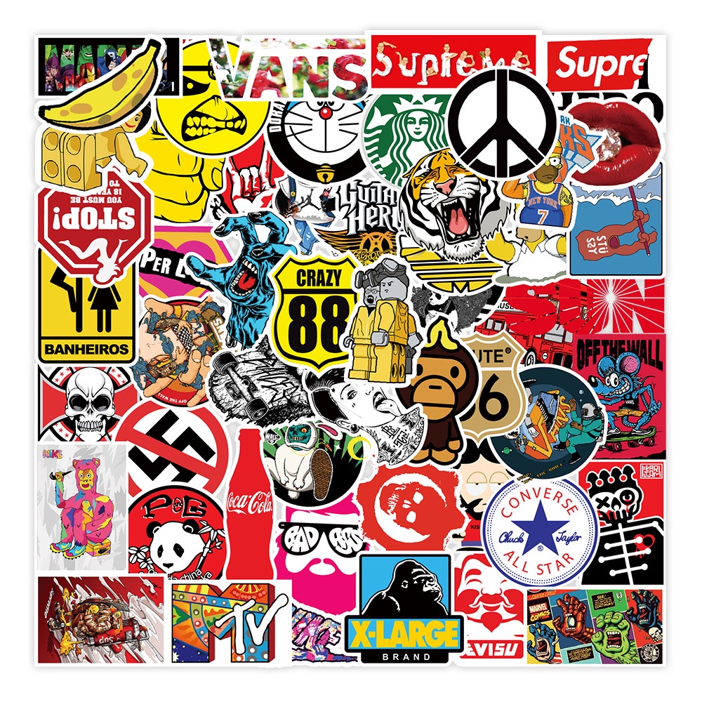 superme Sticker stussy BAPE USA noface Adidas vans logo DIY starbuck ...
