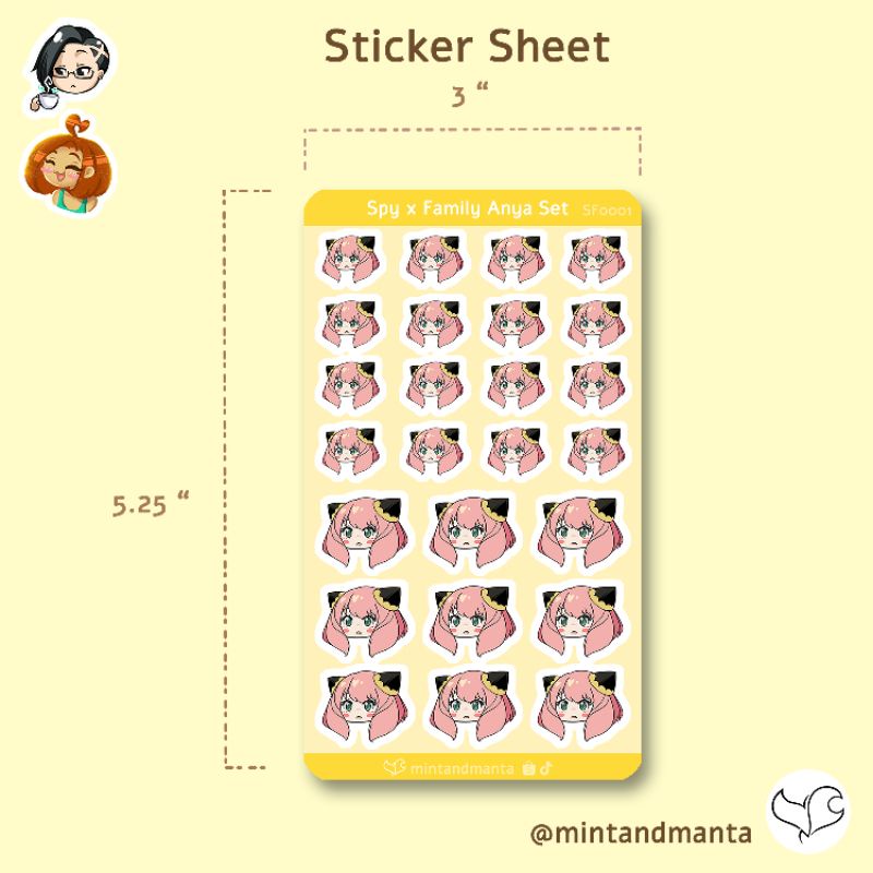 Spy x Family - Anya Stickers Sheet | Kiss Cut Stickers Sheet | Shopee ...