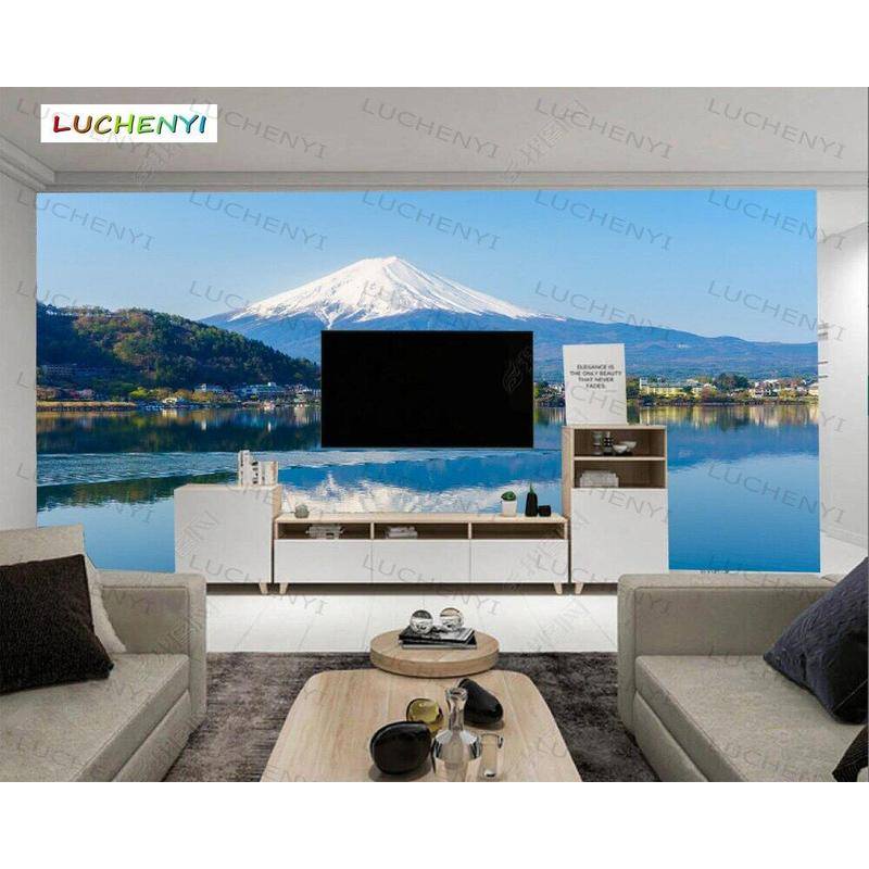 3D Nature Mural Wallpaper custom, forest landscape stickers snow ...