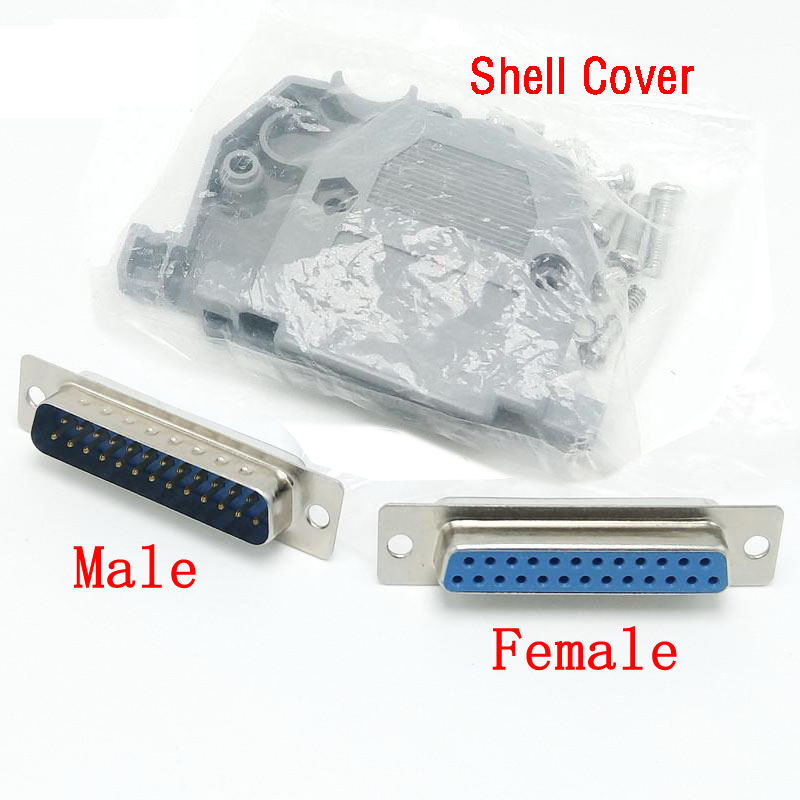 10pcs DB25 2 Row Data Cable Connector 25 pin VGA Plug Connector Male or ...