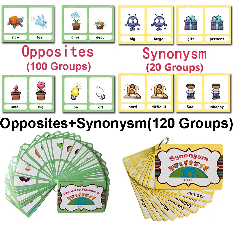 120 Groups Synonyms Opposites English Word Flash Cards Children ...