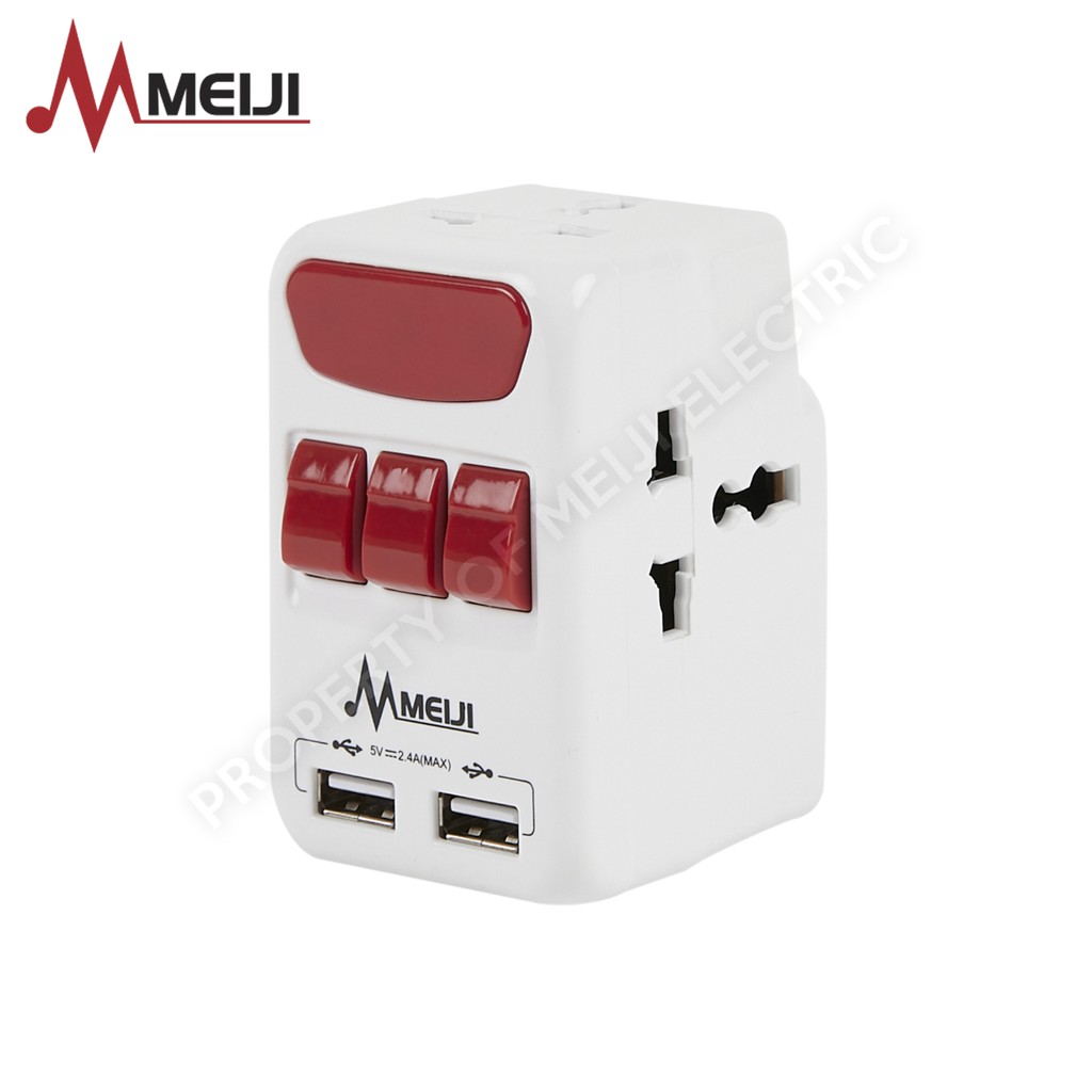 Meiji USB Multi Adaptor With International Outlets Mcs-0773 | Shopee ...