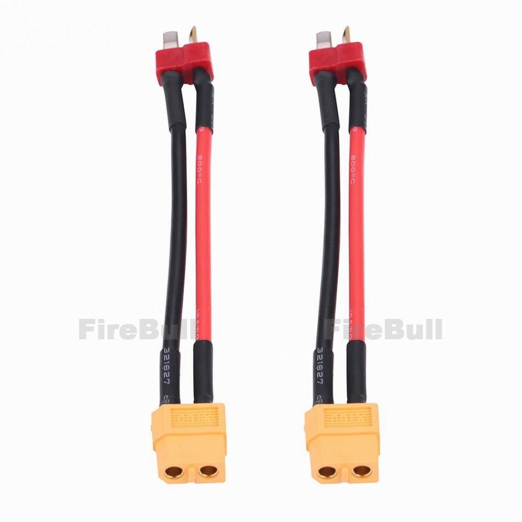 2Pcs XT60 Female to Deans T-Plug T Male Adapter Connector /w 14AWG Cable for RC FPV Quadcopter ...