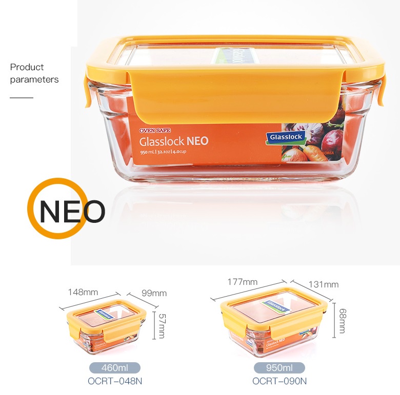 Glasslock Neo 950ml oven safe 950 ml/ glasslock Duo Rectangular ...